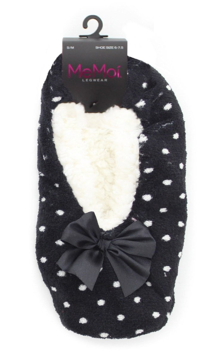 MeMoi Retro Dots Soft & Fuzzy Sherpa Lined Slippers - Womens - Female ...
