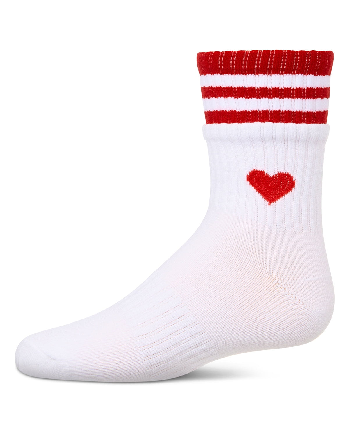 MeMoi Sport Rib Heart Crew Socks - Girls - Female, 8, White - Walmart.com