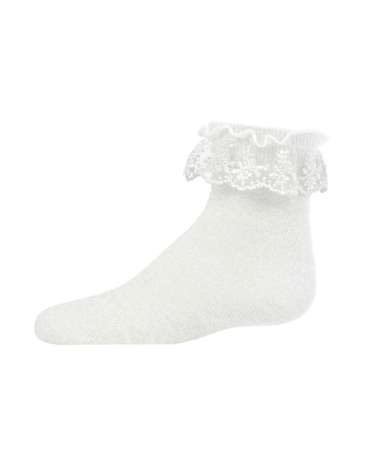 MeMoi Step and Shimmer Ruffle Anklet Socks - Girls - Female, 0, White ...