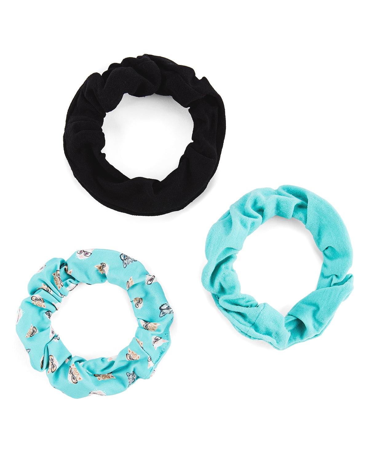 MeMoi Studious Cats 3-Pack Hair Scrunchies (One Size, Blue) - Walmart.com