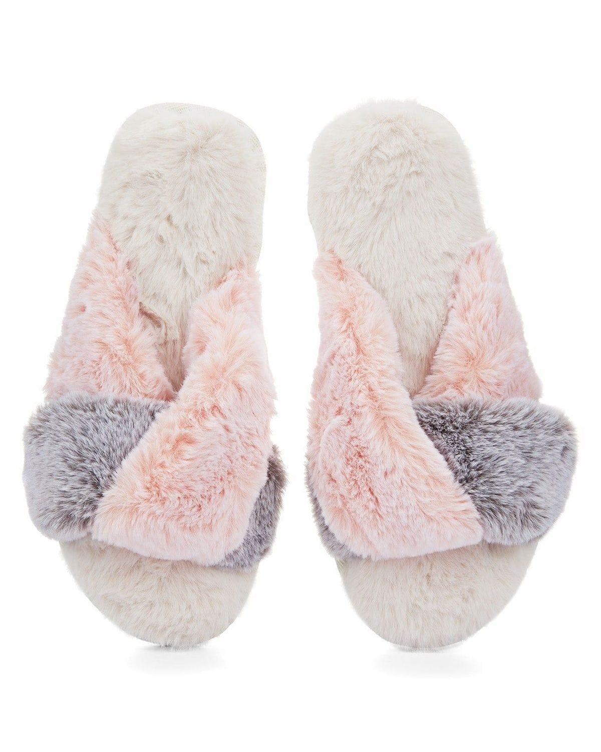 MeMoi The Rita Plush Open-Toe Slippers - Womens - Female (Medium, Ivory ...