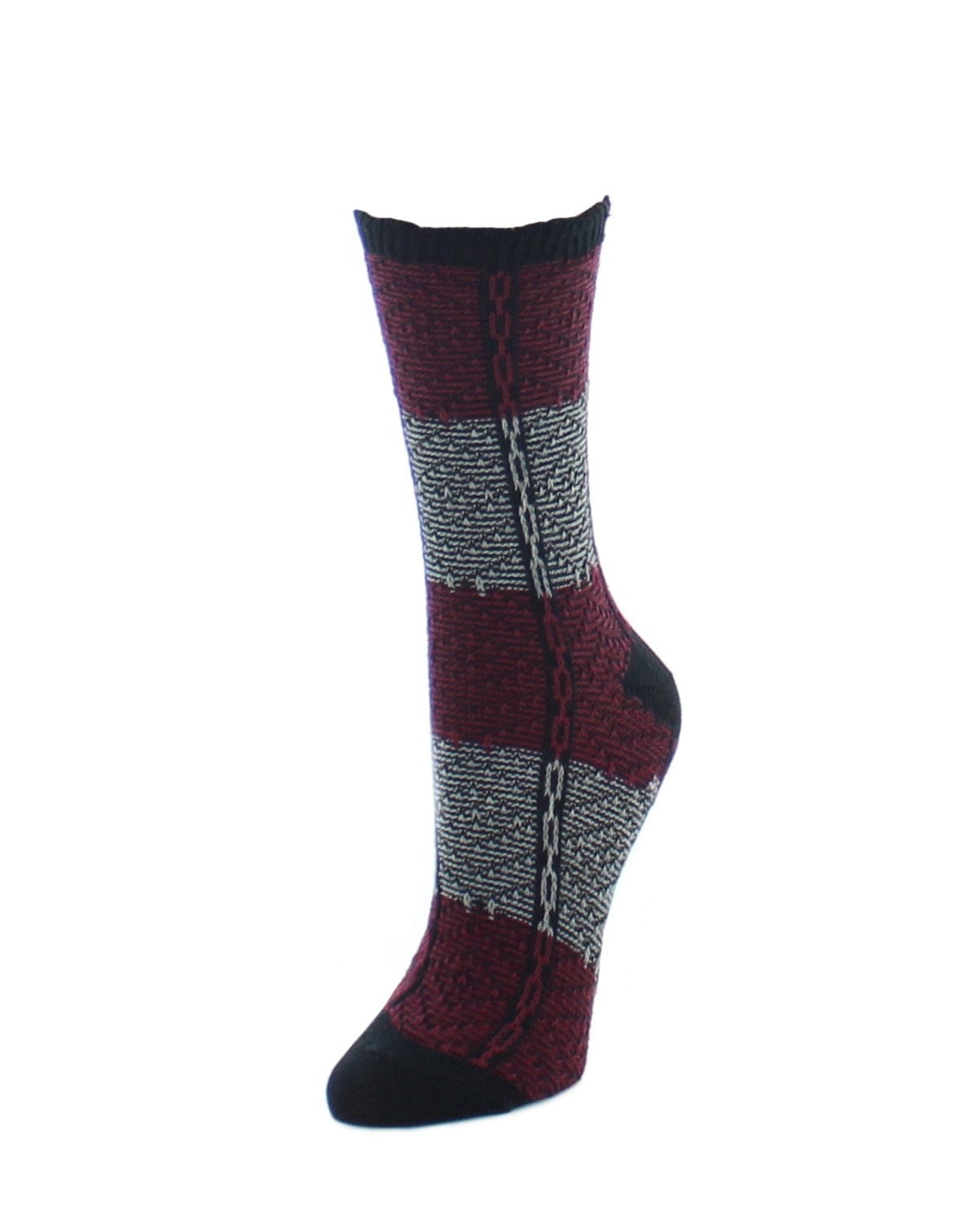 MeMoi Two Tone Diamond Stripe Fuzzy Boot Socks - Womens - Female, One ...