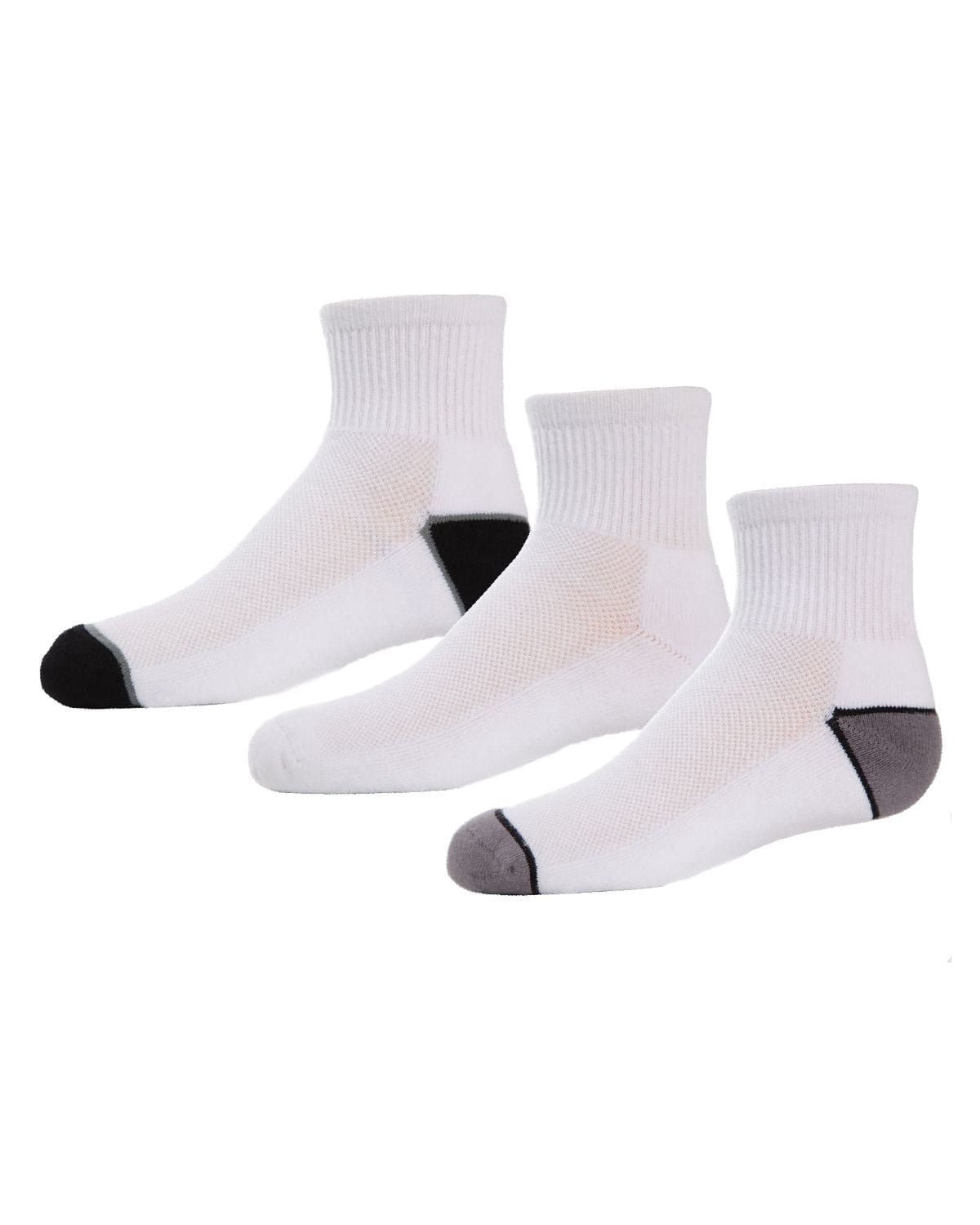 MeMoi Unisex Quarter-Crew Kids Sport Socks 3-Pack (Medium, Black/White ...
