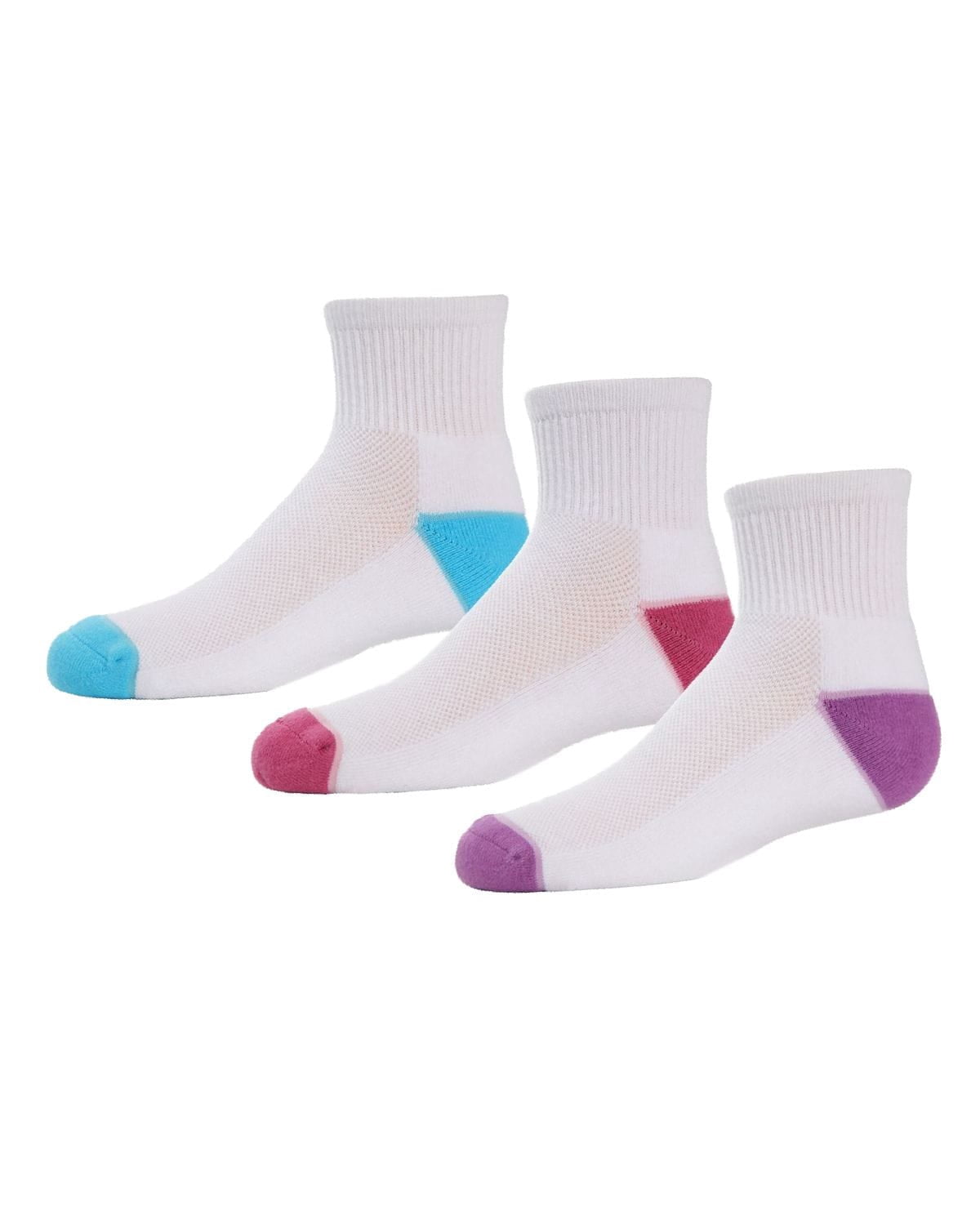 MeMoi Unisex Quarter-Crew Kids Sport Socks 3-Pack (Medium, Blue/Pink ...