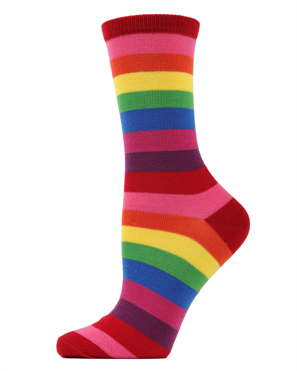 MeMoi Women's Colors of the Rainbow Bright Stripe Crew Sock - Mens ...
