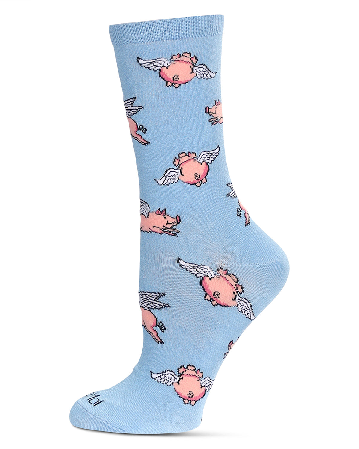 MeMoi Women's Flying Pigs Bamboo Crew Socks - Womens - Female (9-11 ...