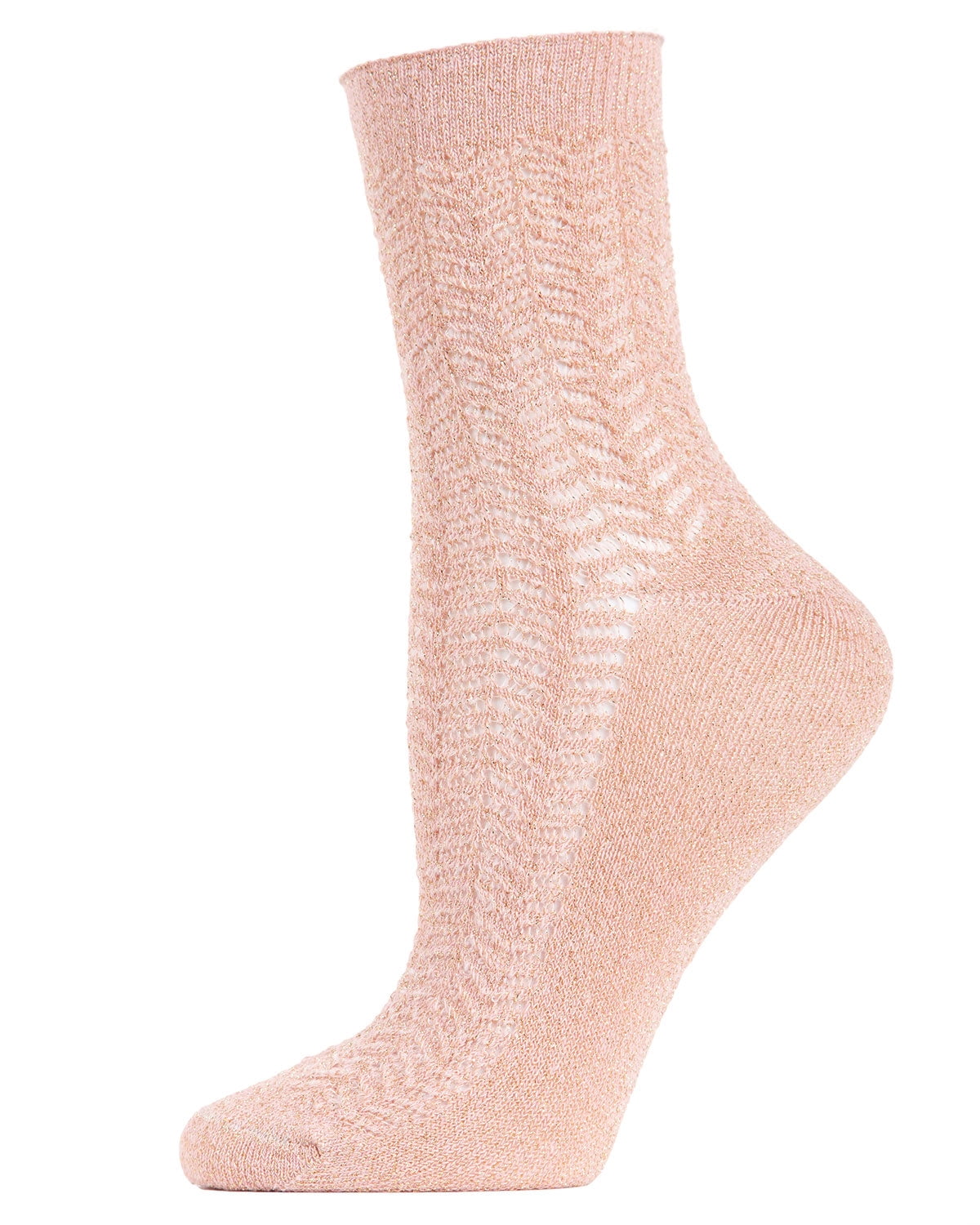 MeMoi Women's Metallic Ivy Pointelle Cotton Blend Anklet Sock - Womens ...