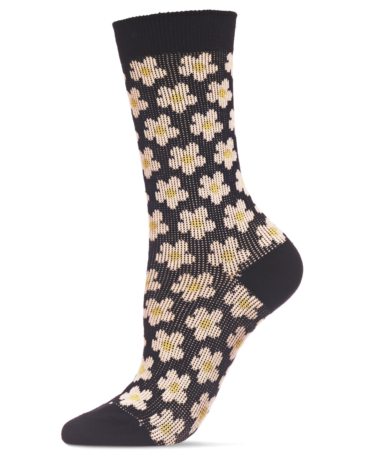 MeMoi Women's Mod Vintage Style Sweet Daisy Cotton Blend Crew Sock ...