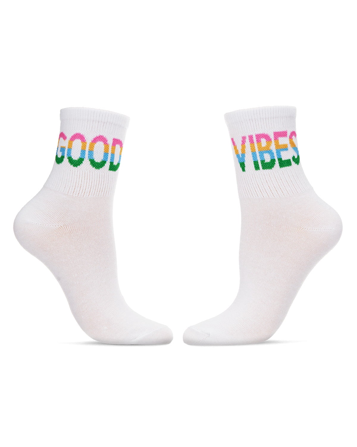 MeMoi Women's Multicolor "Good Vibes" Positivity Anklet Sock - Womens ...