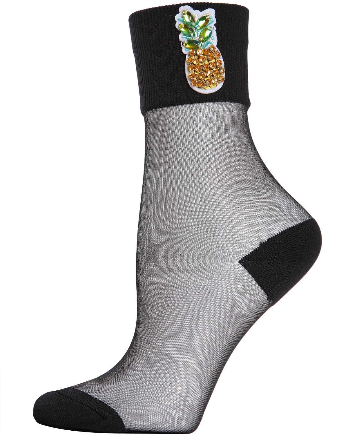 MeMoi Women's Pineapple Crush Rhinestone Sheer Anklet Sock - Womens ...