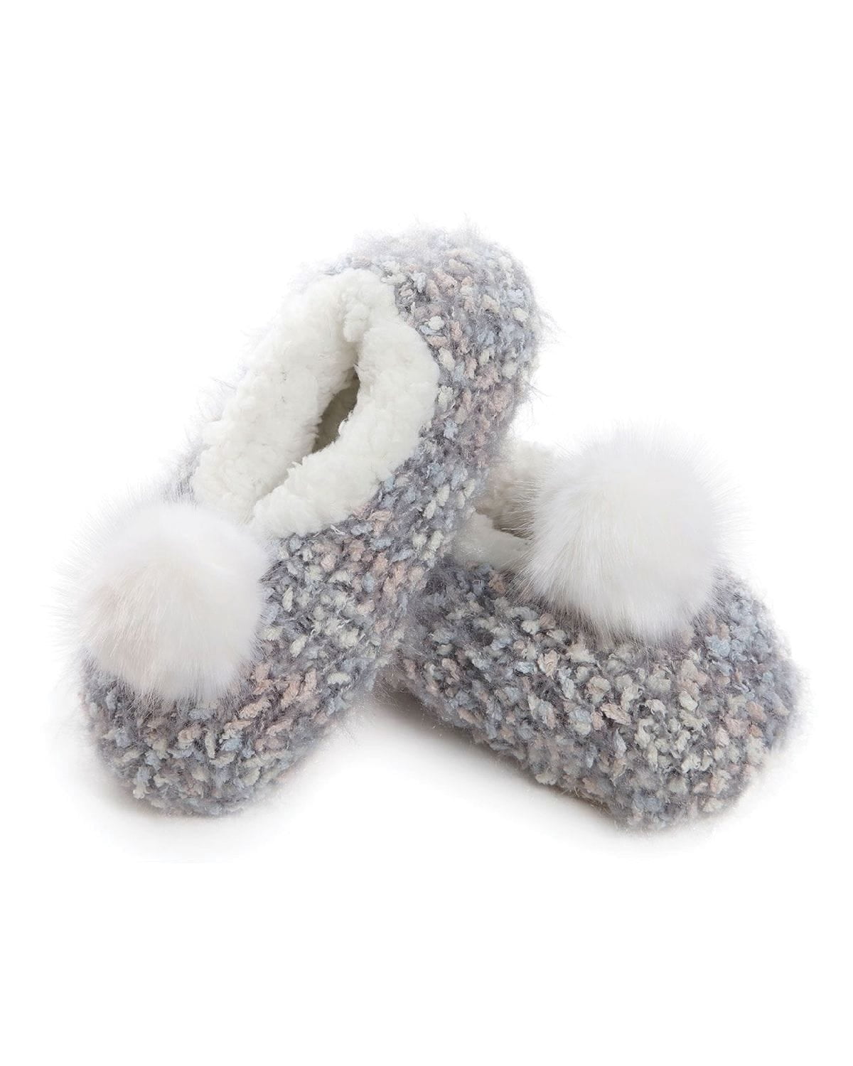 MeMoi Women's Plush Pom-Pom Knit Slippers - Womens - Female - Walmart.com