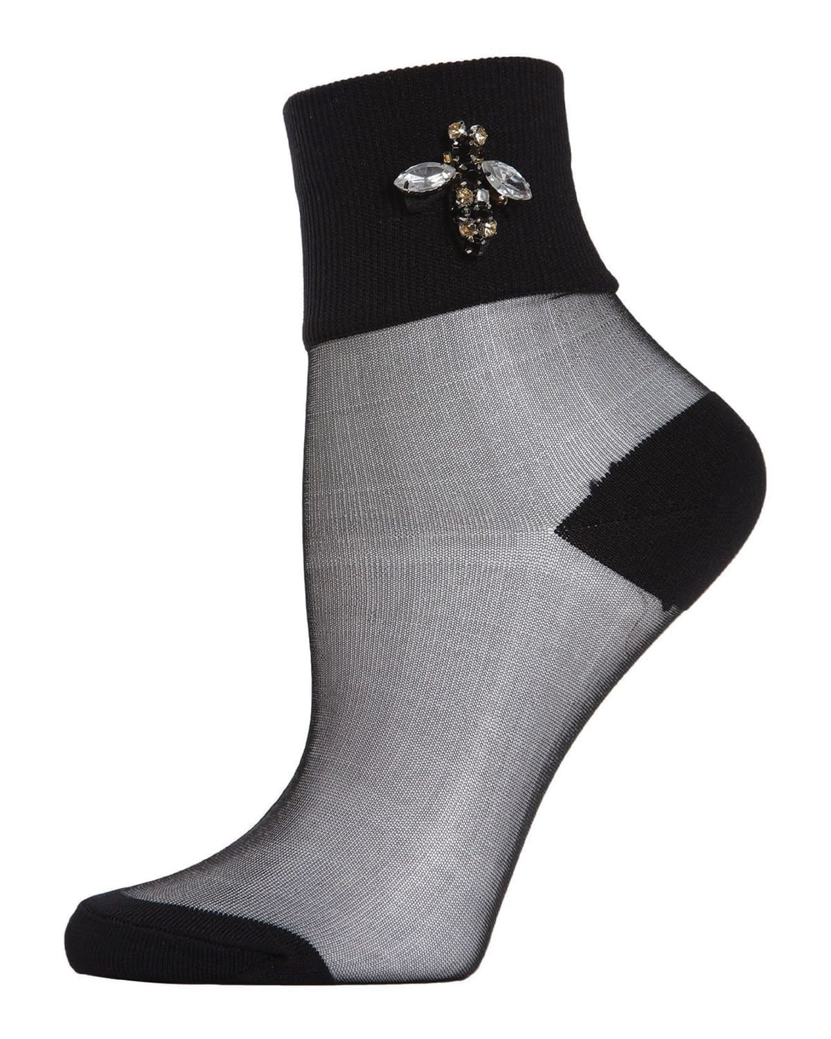MeMoi Women's Queen Bee Rhinestone Cuff Sheer Anklet Sock - Womens ...