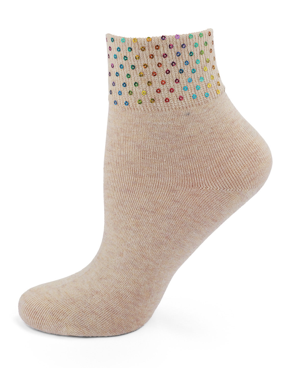 MeMoi Women's Rainbow Sequin Cuff Cotton Blend Anklet Sock - Mens ...