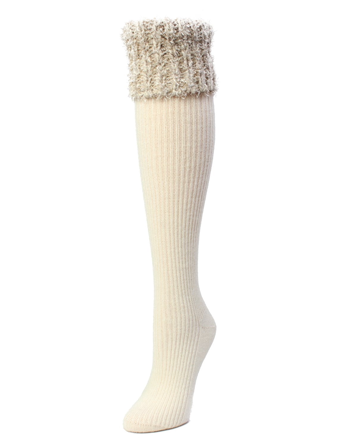 MeMoi Women's Ribbed Braided Cuffed Plush Knee-High Socks - Womens ...
