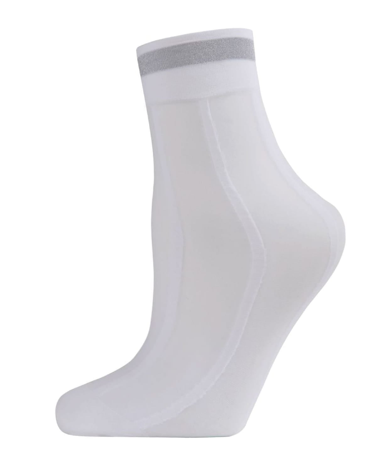 MeMoi Women's Sheer Metallic Shimmer Stripe Accent Anklet Sock - Womens ...