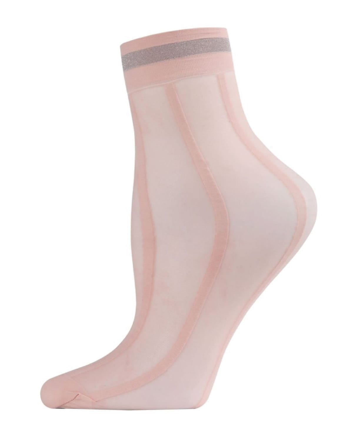 MeMoi Women's Sheer Metallic Shimmer Stripe Accent Anklet Sock - Mens ...