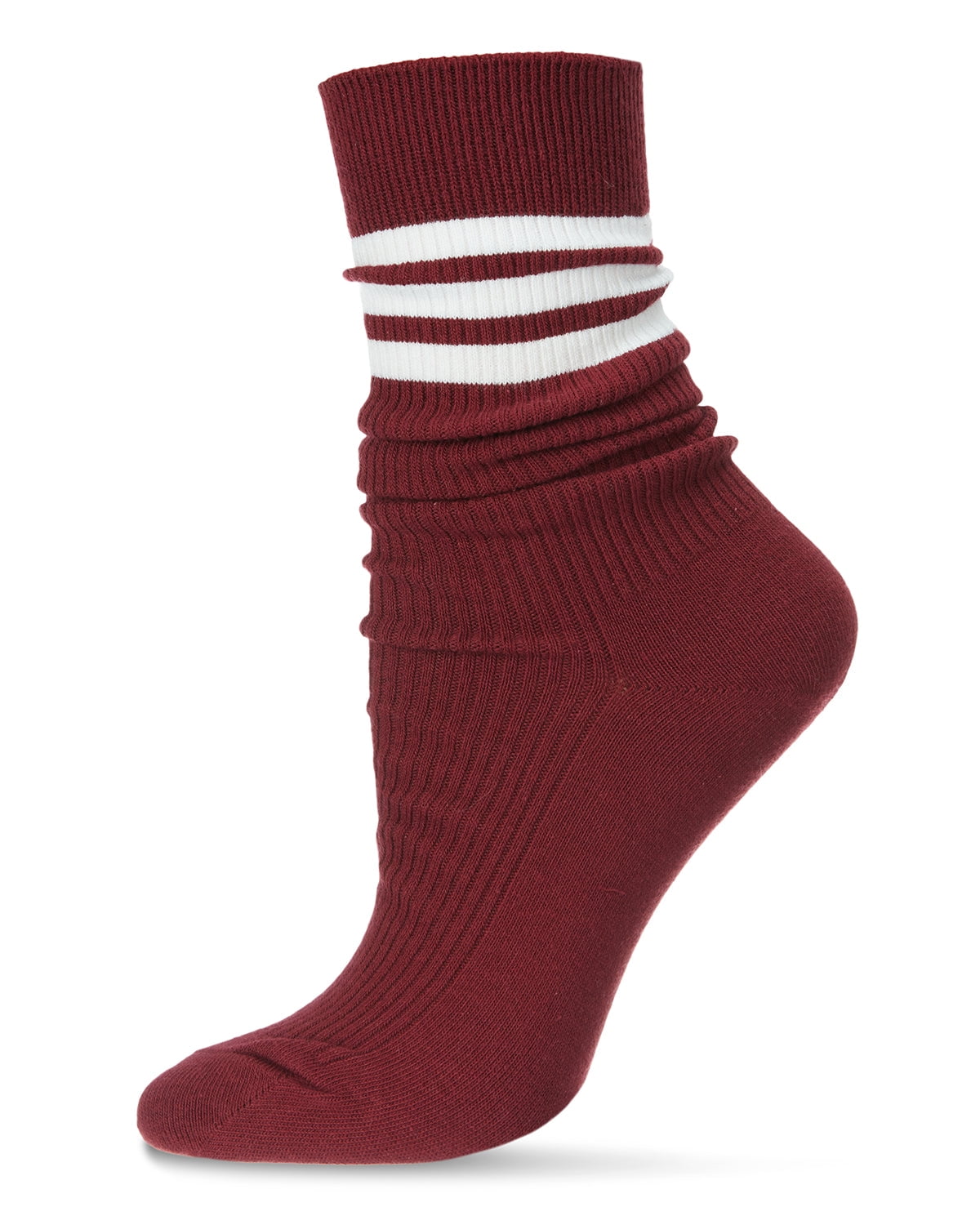 MeMoi Women's Tri-Ring Cotton Blend Slouch Ribbed Crew Socks - Mens ...