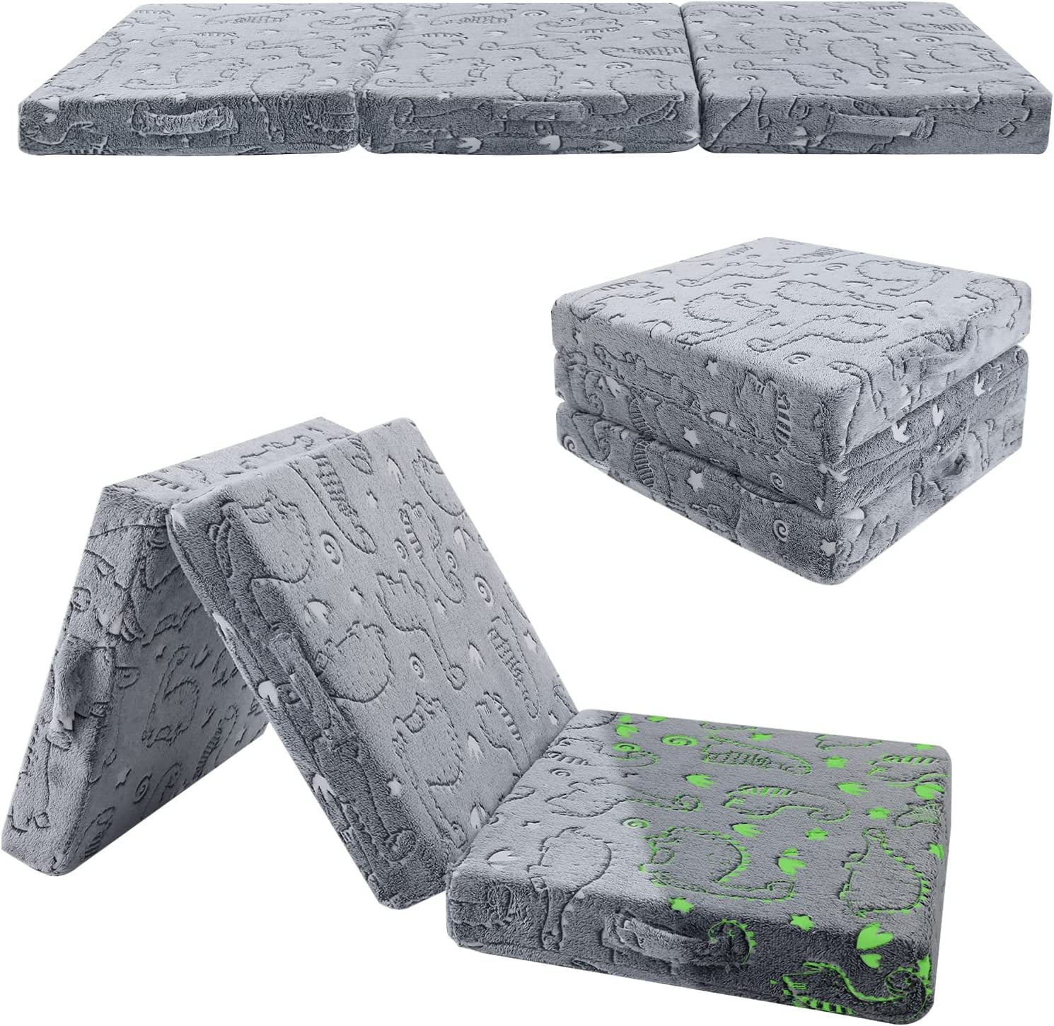 MeMoreCool Foldable Floor Mattress for Kids Unicorn Glow in The Dark ...