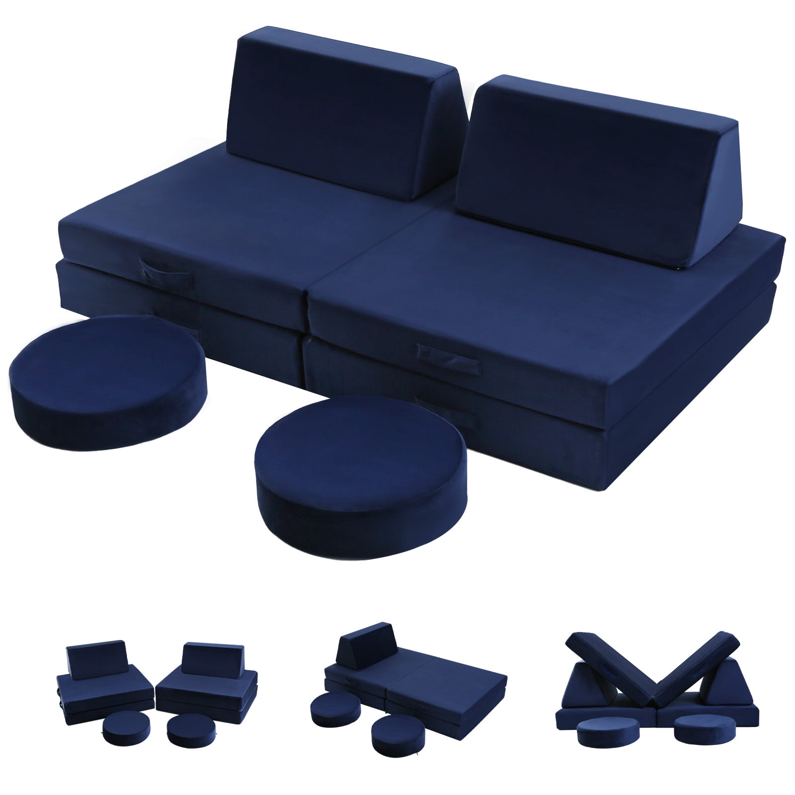 MeMoreCool Kids Modular Sofa, 8-Piece Fold Out Couch Play Set, Little ...
