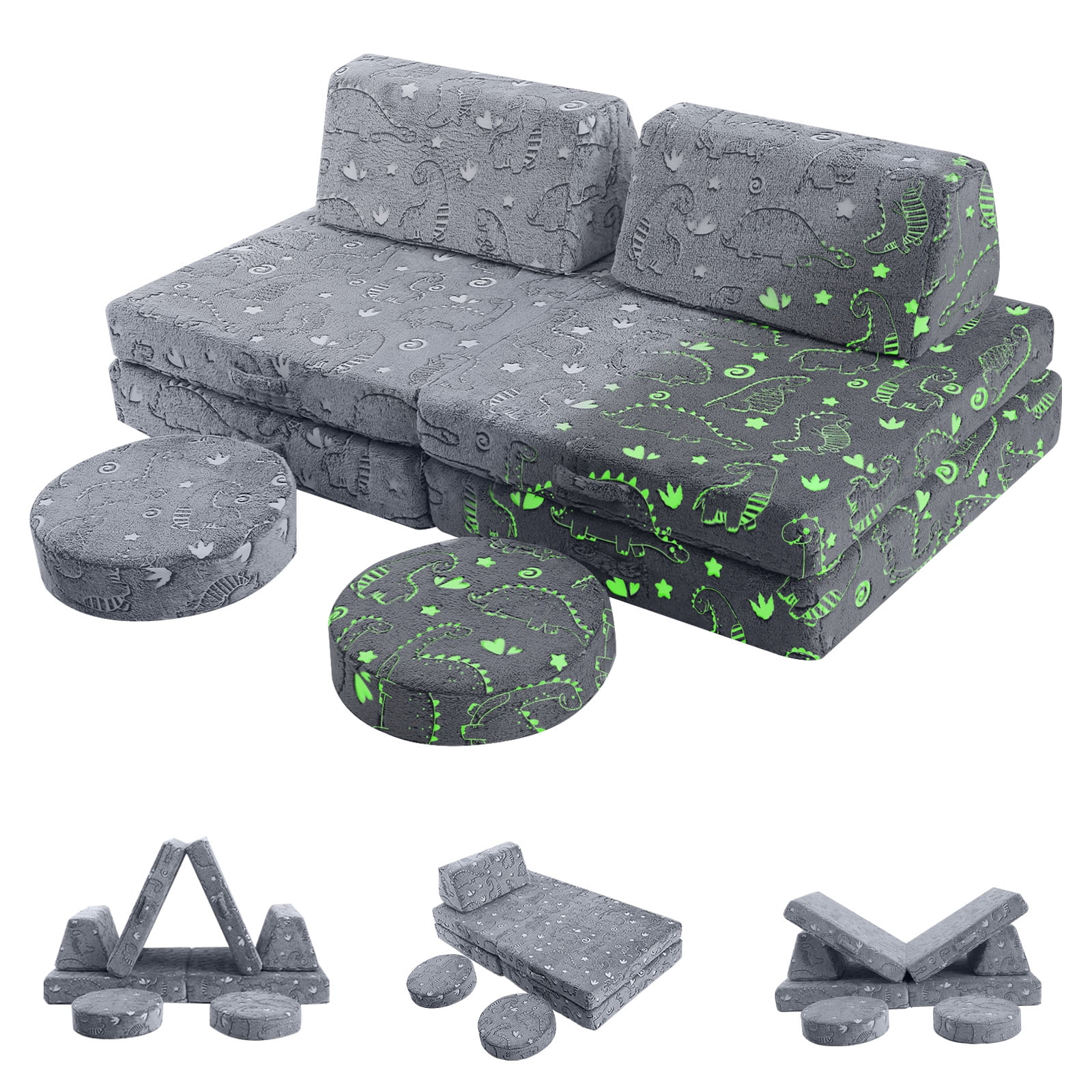 MeMoreCool Kids Explorer Sofa, Modular Toddler Chair, 8-Piece Fold Out ...