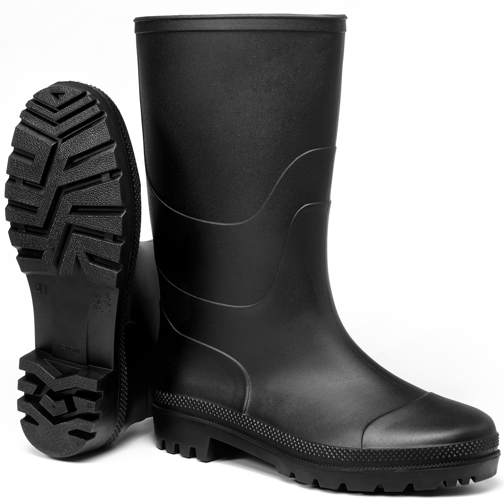 MeMoride Men's Waterproof Rain Boots Mid Calf Rubber Boots for Fishing ...