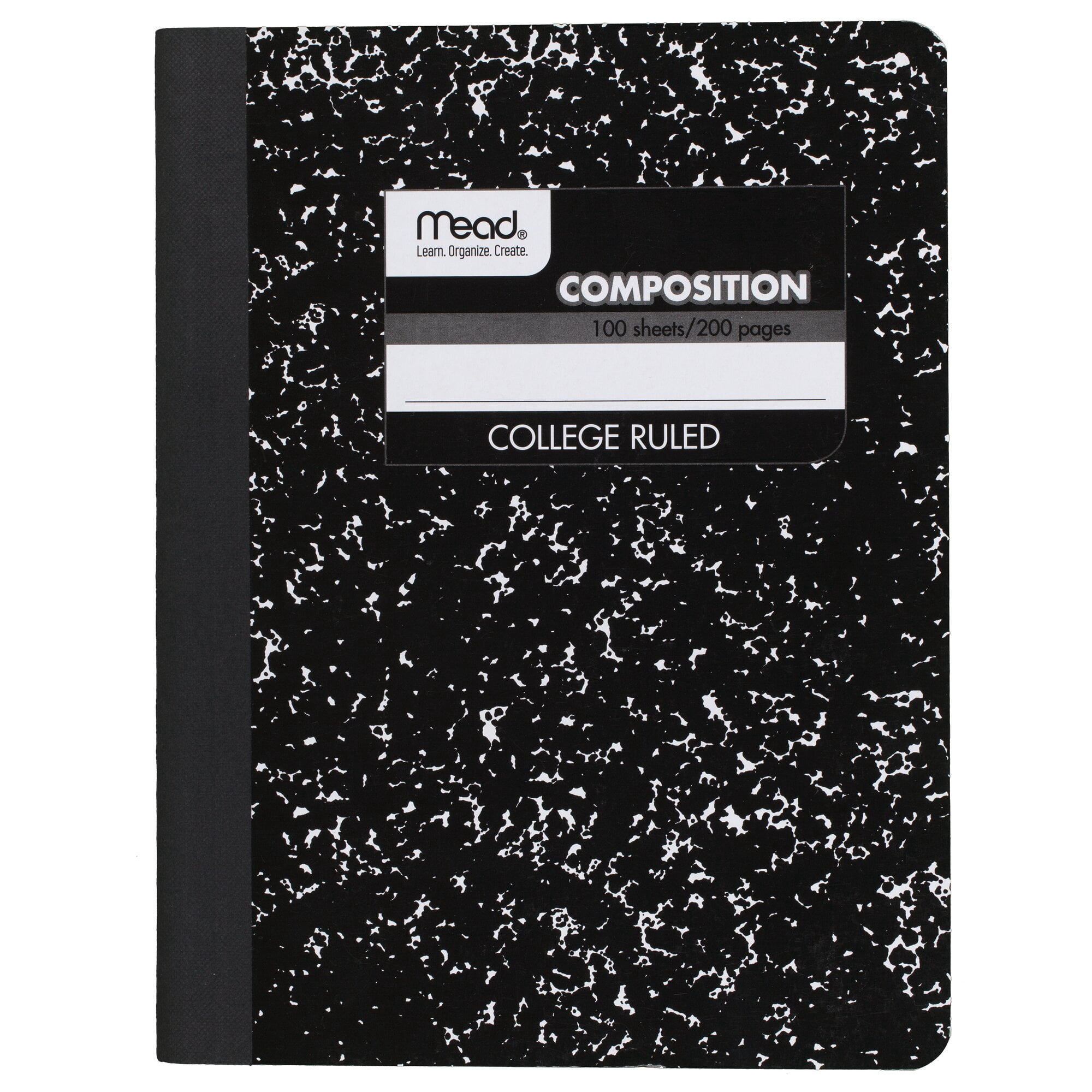 Mead Black Marble Composition Notebook, College Ruled, 100 Sheets, 9 3/ ...