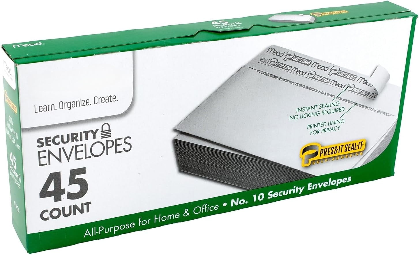 Mead #10 Envelopes, Security Printed Lining for Privacy, Press-It Seal ...