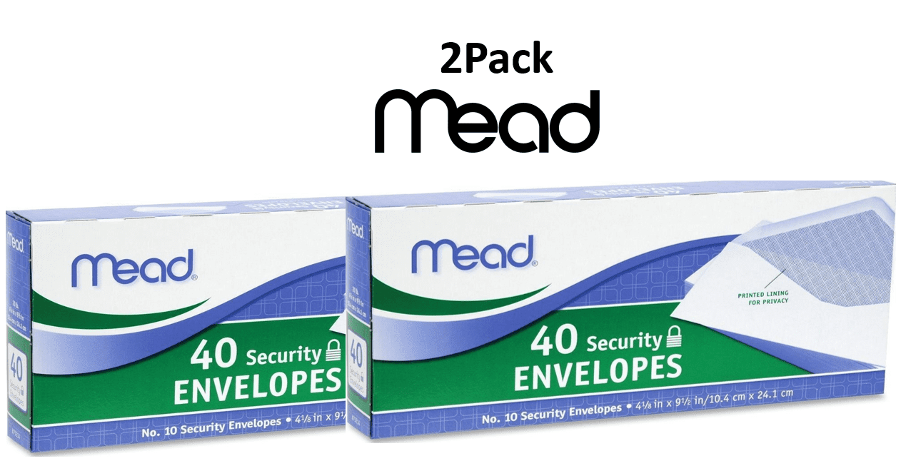 Mead #10 Security Envelopes, 40 Count Pack of 2 = 80 Envelopes ...