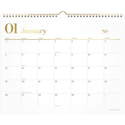 Mead 1606707 Workstyle Monthly Wall Calendar, 15 X 12, White/gold ...