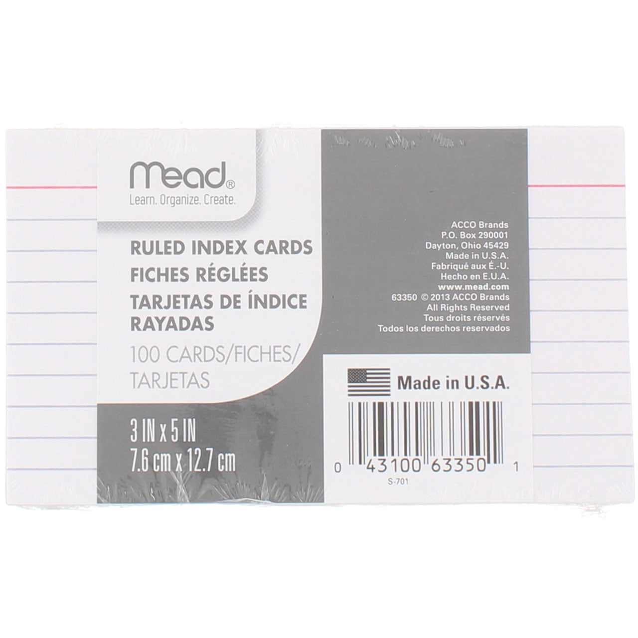 Mead Index Cards, Ruled, 3in X 5in, 100 Ct (6 pack) (Bundle) - Walmart.com