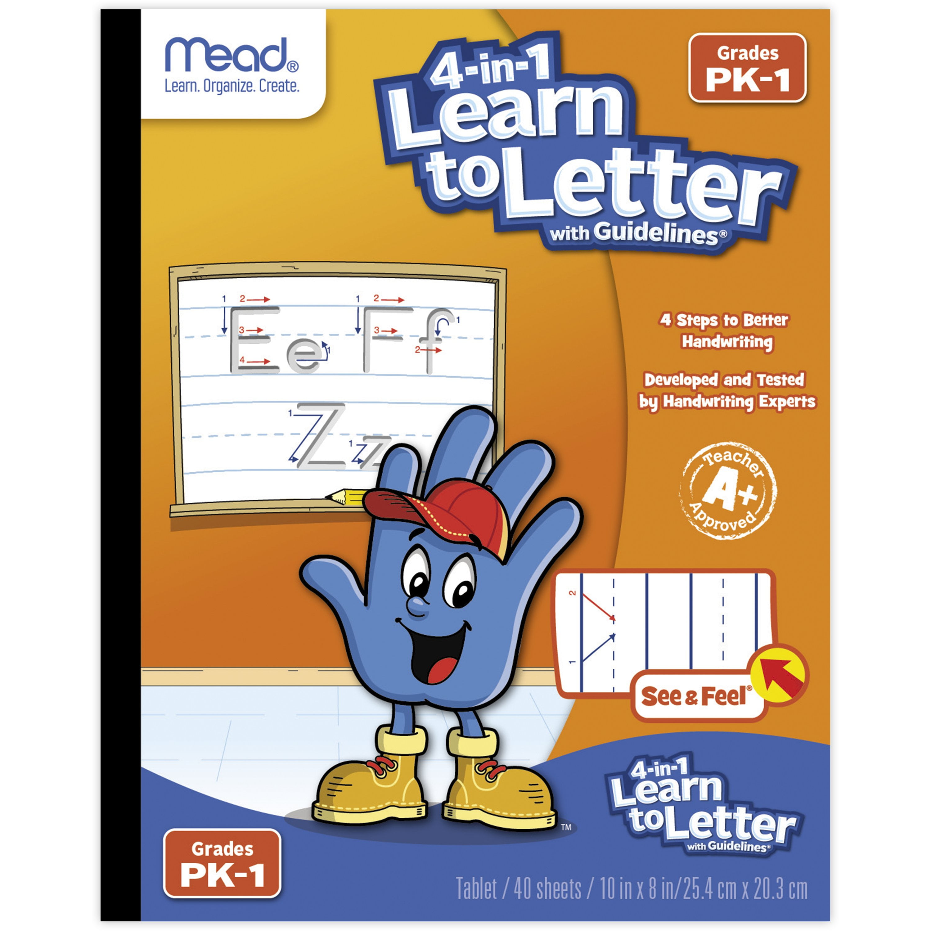 Mead Learn-to-Letter Writing Tablet, 4 Sections, Grades PK-1, 40 10x8 ...