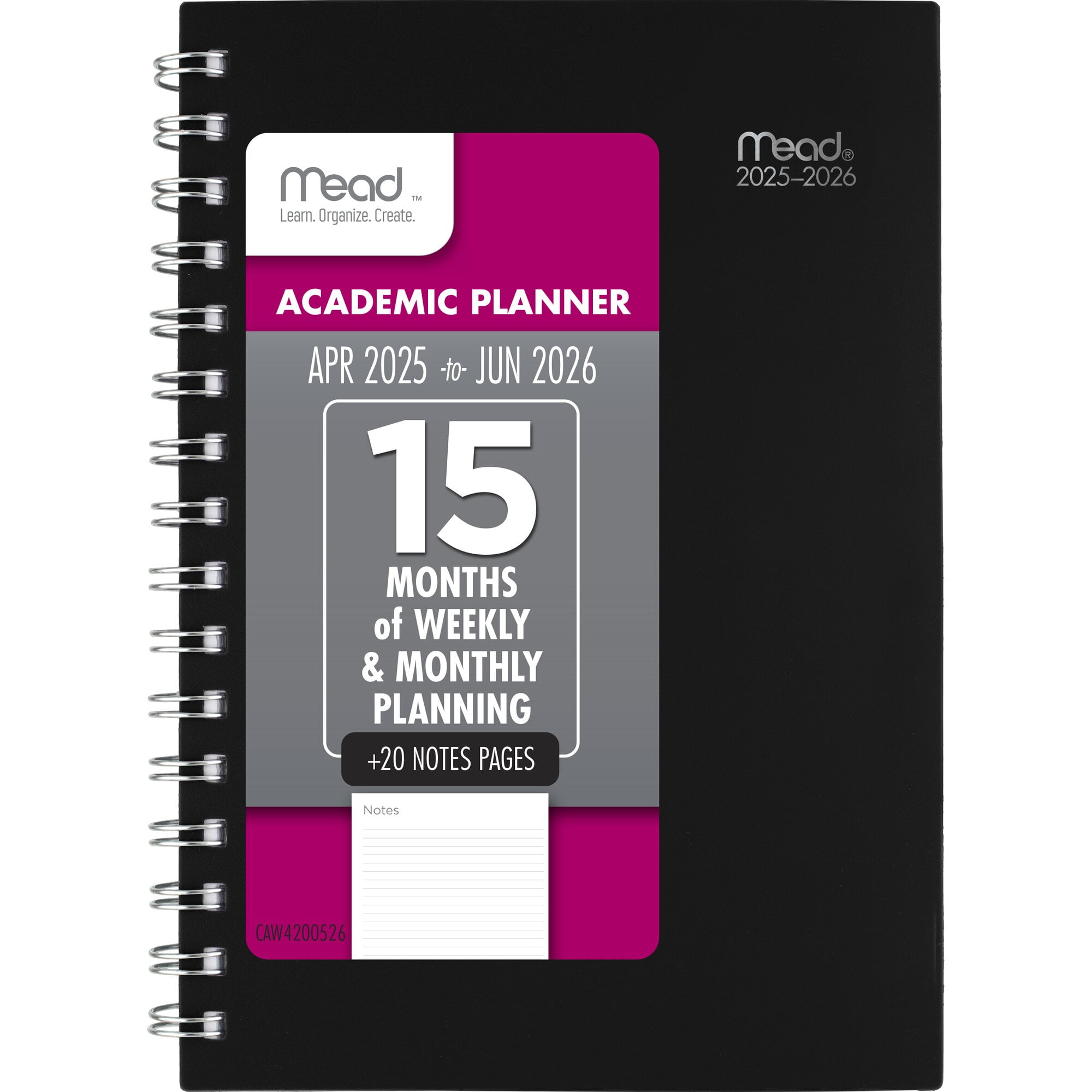 Mead Basic Academic 2025-2026 Weekly Monthly Planner Black Small 5 12 x ...