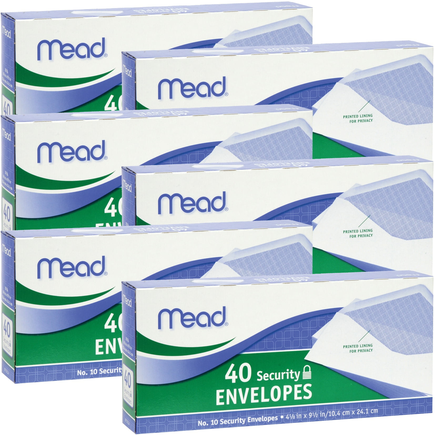 Mead Boxed Envelopes-Security #10 4.125"X9.5" 40 Count-Multipack Of 6 ...