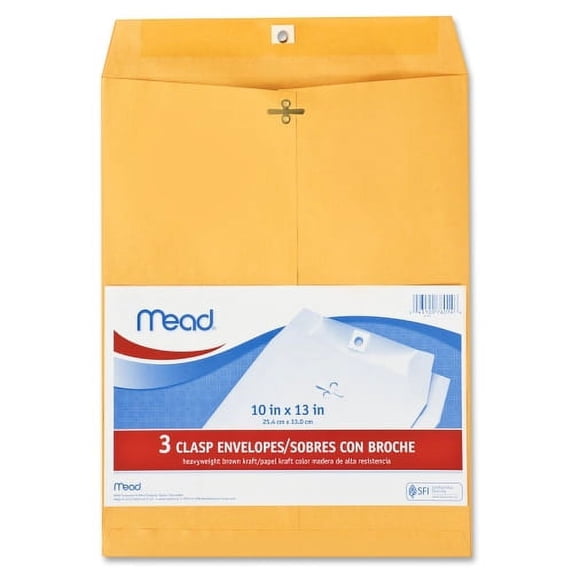 "Mead Heavy Kraft Clasp Envelopes, 10""X13"", Long Mailing Closure ...