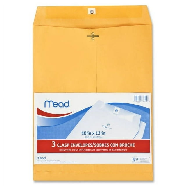 "Mead Heavy Kraft Clasp Envelopes, 10""X13"", Long Mailing Closure ...