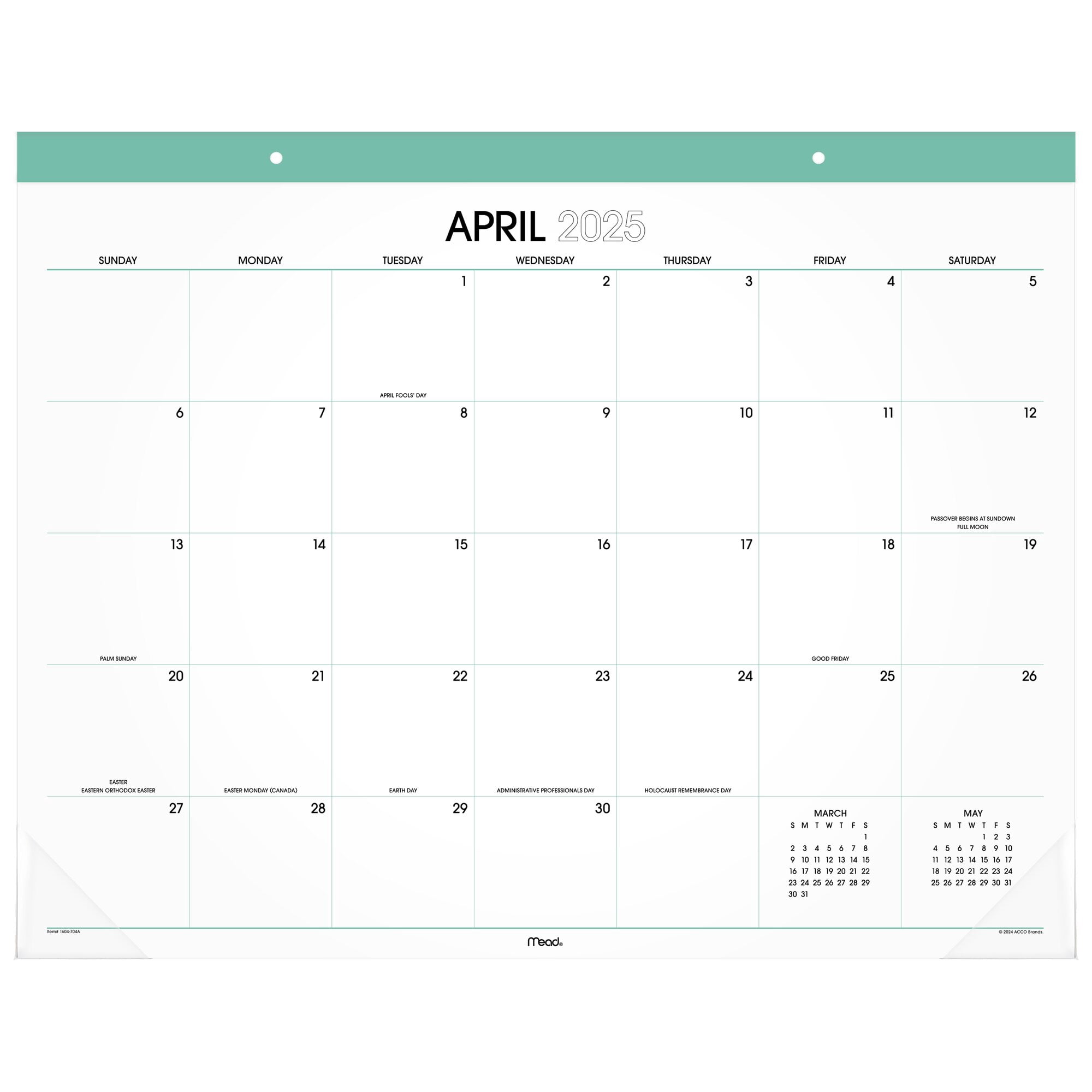Mead Color Pop 2025-2026 Monthly Desk Pad Calendar Aquatic Awe Standard ...