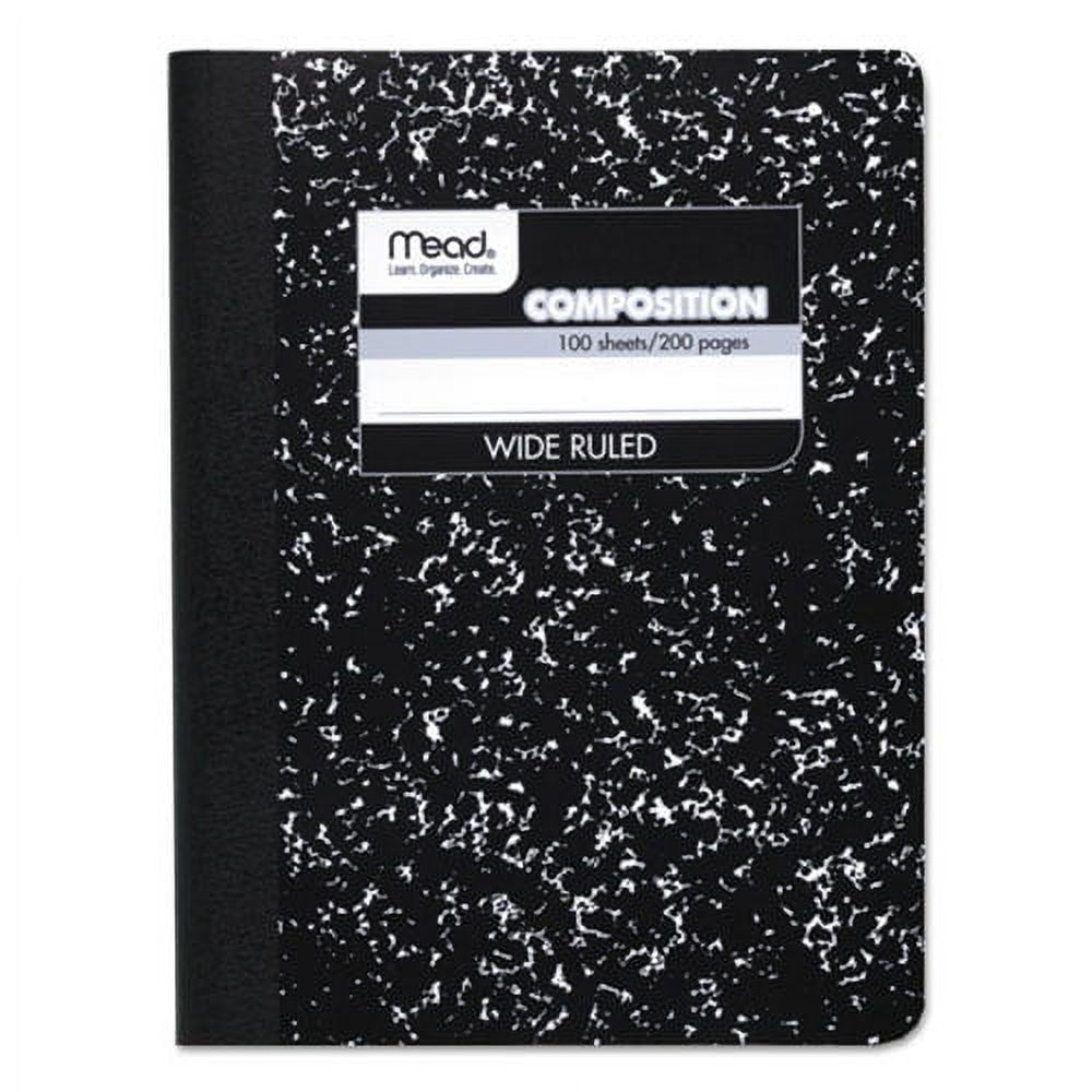 Mead Notebook - Wide Ruled, Bound Solid, Black Marble Composition Book ...