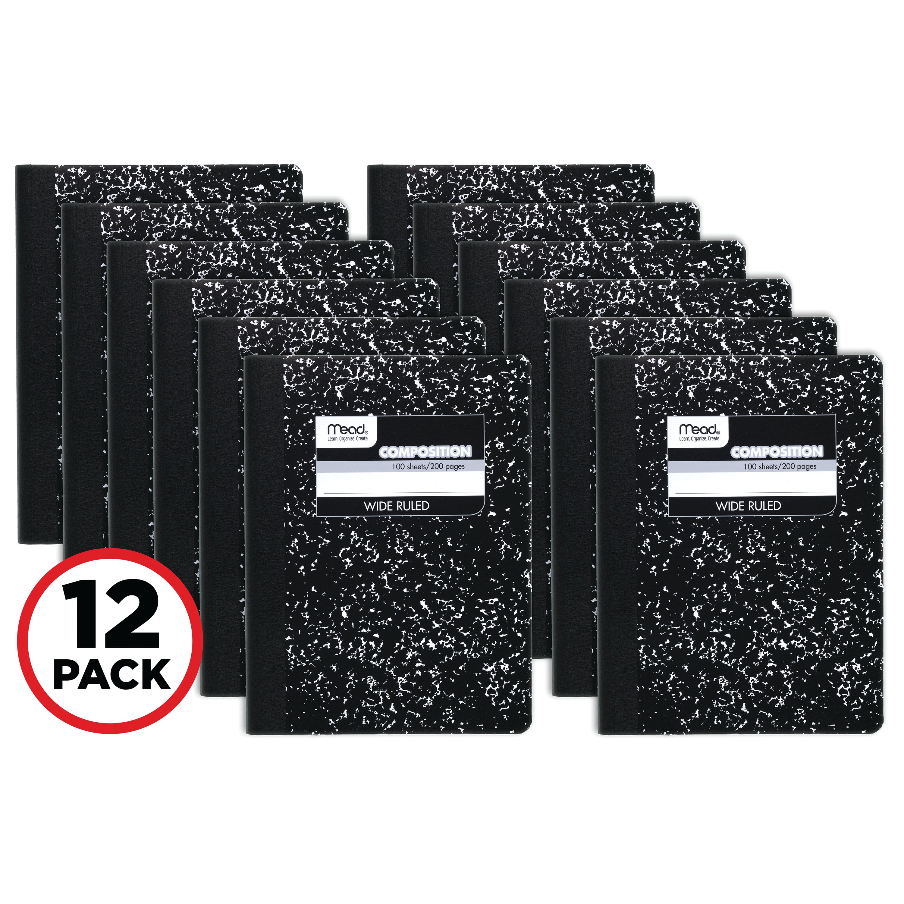 Mead Composition Book Wide Ruled 100 Sheets Black Marble 12 Pack mead-composition-book-wide-ruled-100-sheets-black-marble-12-pack