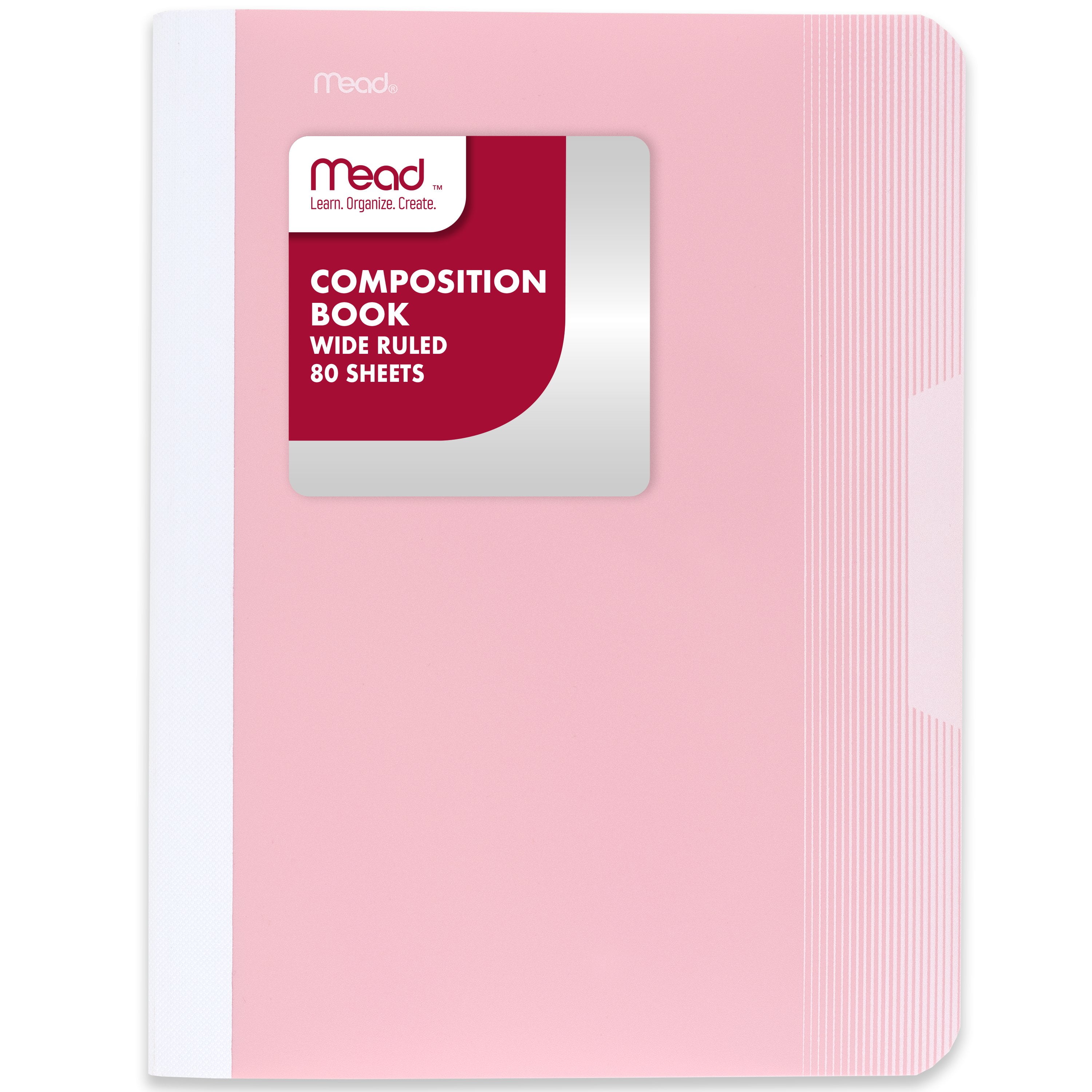 Mead Composition Book, Wide Ruled, 80 Sheets, 7.5" x 9.75", Pastel Pink ...