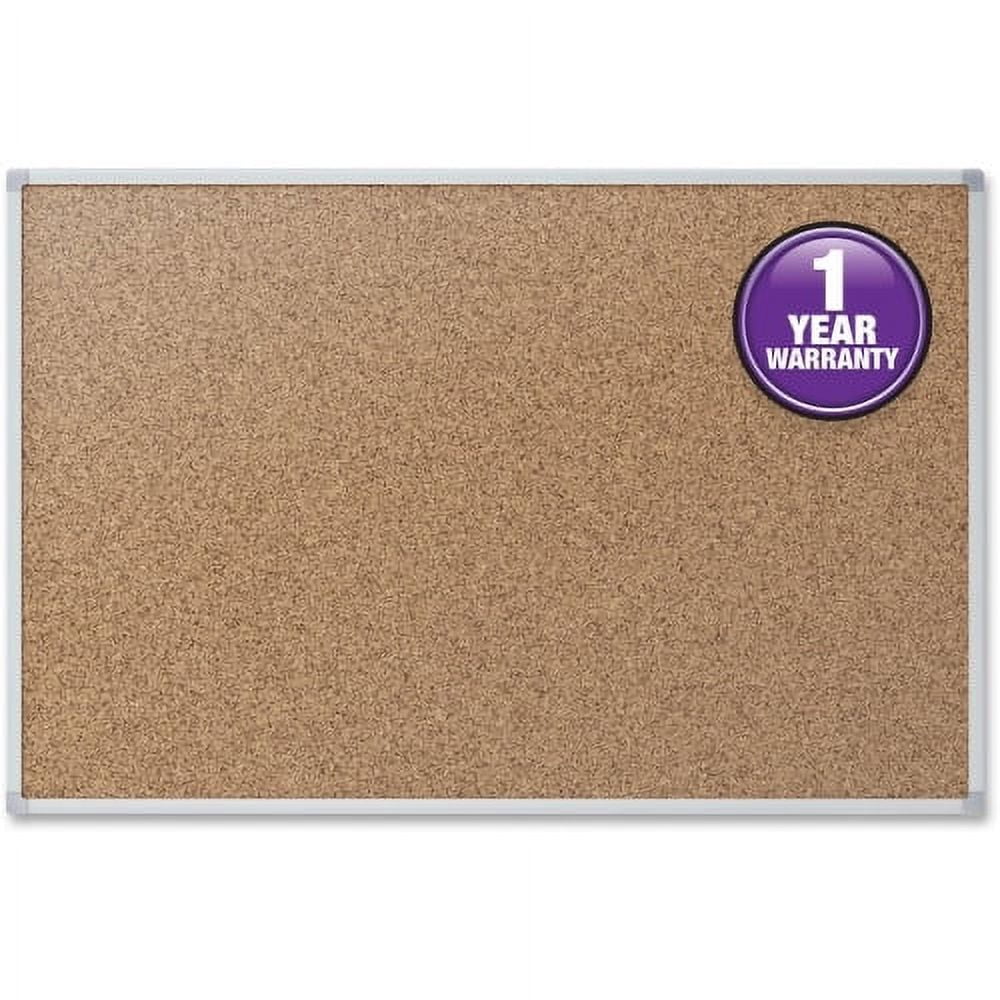 Mead Cork Bulletin Board, Silver Aluminum Frame, 4' x 3', Fully ...