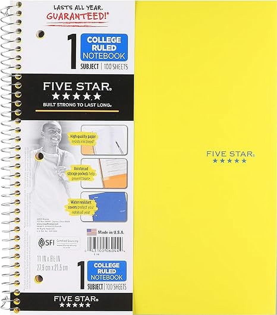 Mead Five Star 1 Subject College Ruled Notebook, 100 Sheets, 1 Ea, 2 ...