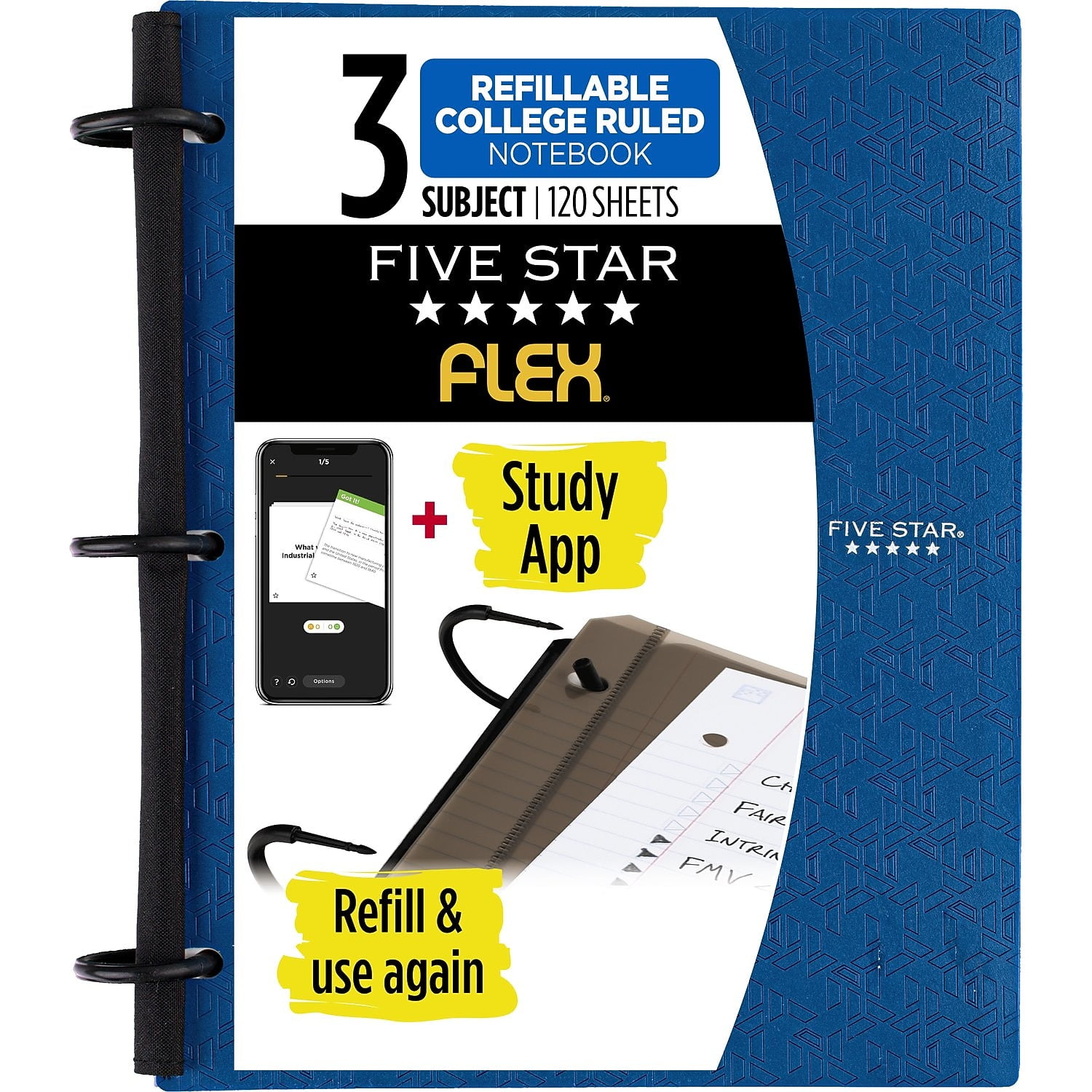 Mead Five Star Flex 3-Subject Notebook, 8.5' x 11', College Ruled, 120 ...