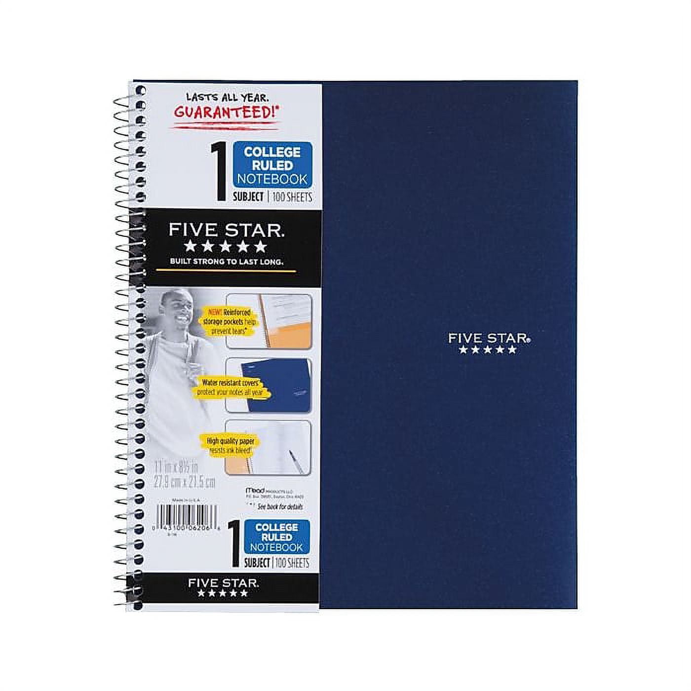 Mead® Five Star® Wirebound Notebook, 1-Subject, College Ruled, 8-1/2" x ...
