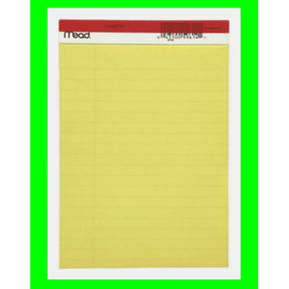 Mead JUNIOR LEGAL PAD 5"x8" Yellow Bond Note Paper 50 Sheet Standard ...
