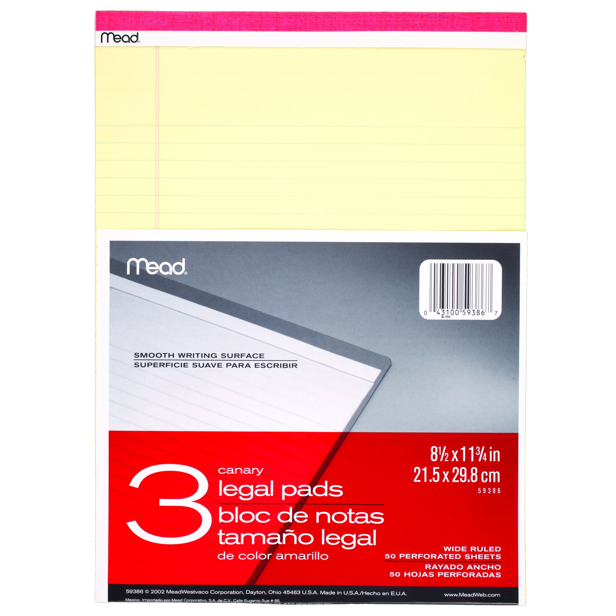 Mead Legal Pad, 8.5 x 11 in, Canary Yellow, 3-Pack - Notepads, Letter ...