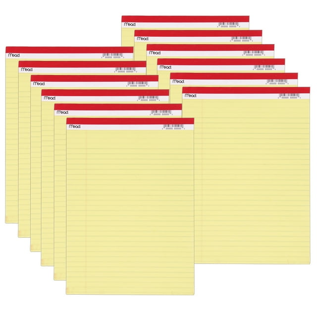 Mead® Legal Pad 8.5" X 11.75", 50 sheets, Canary Yellow, Pack of 12 ...