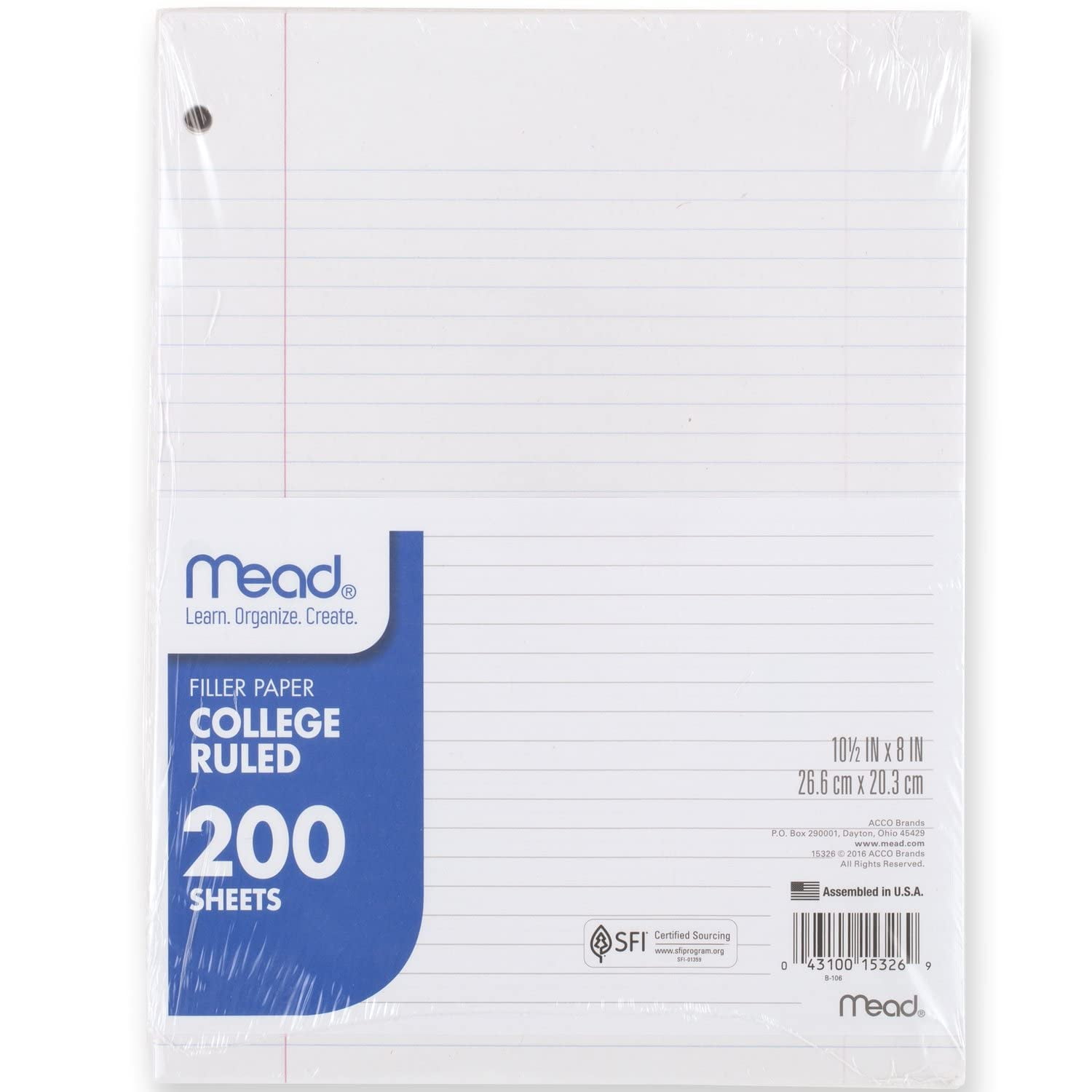 Mead Loose Leaf Paper, Notebook Paper, College Ruled Filler Paper ...