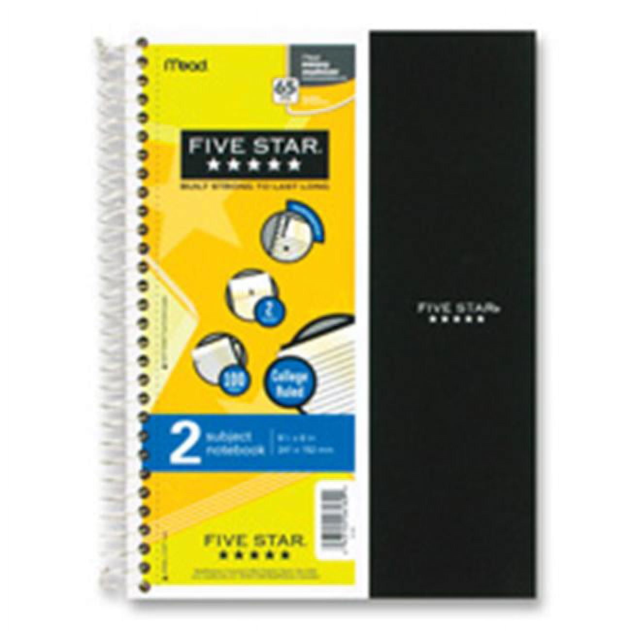 Mead MEA06180 Notebook- 2-Subject-2-Pocket- 100 Shts- 9-.50in.x6in ...