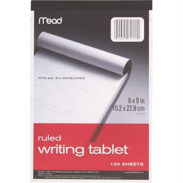 "Mead 6""x9"" Ruled Writing Tablet, Plain Wide-lined Notepad, 100 ...