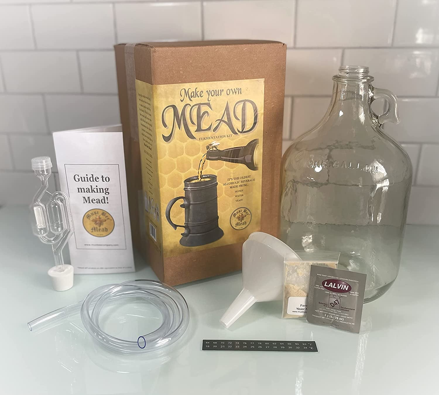 Mead Making Kit by Must Bee- 1 Gallon Reusable Fermentation Kit to Make ...